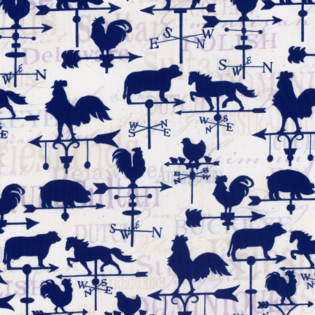 Wind Vanes Fabric, white and blue