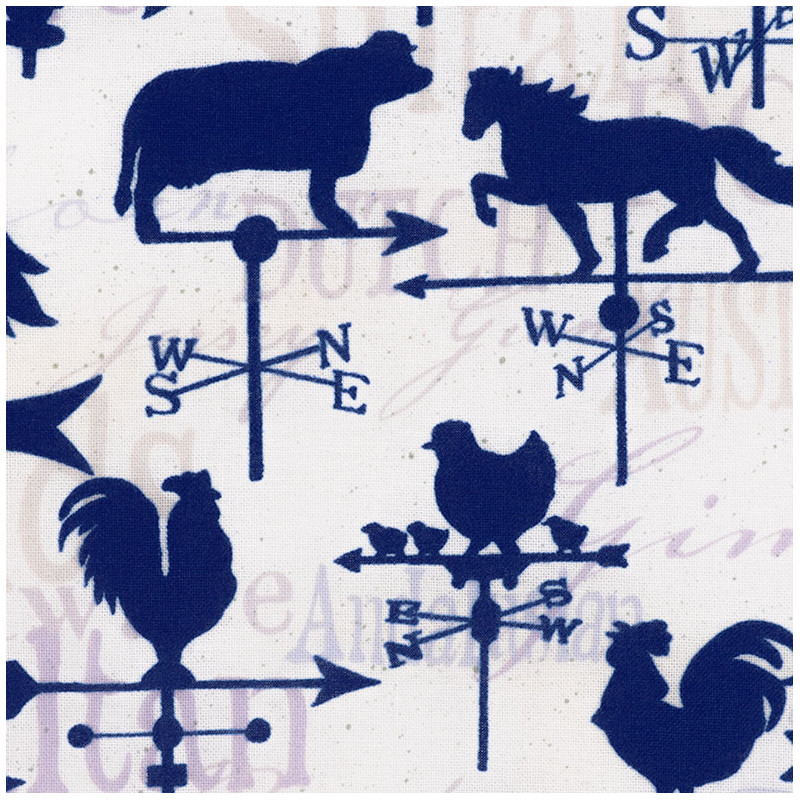 Wind Vanes Fabric, white and blue