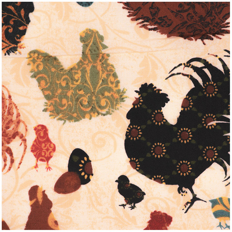 Roosters and Chickens quilting fabric by Wilmington Prints