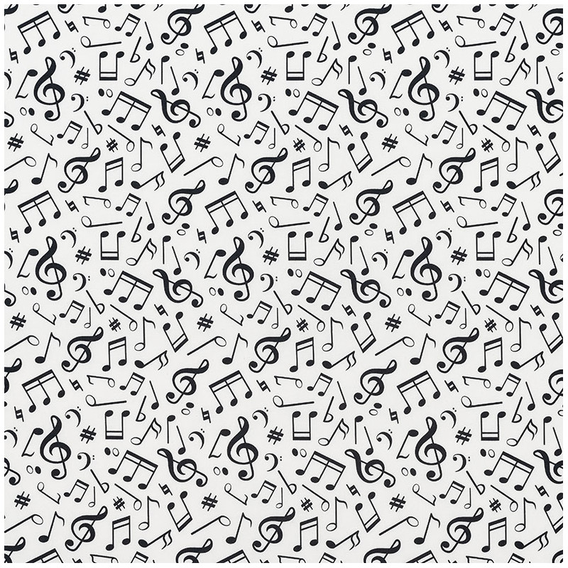 White musical notes fabric