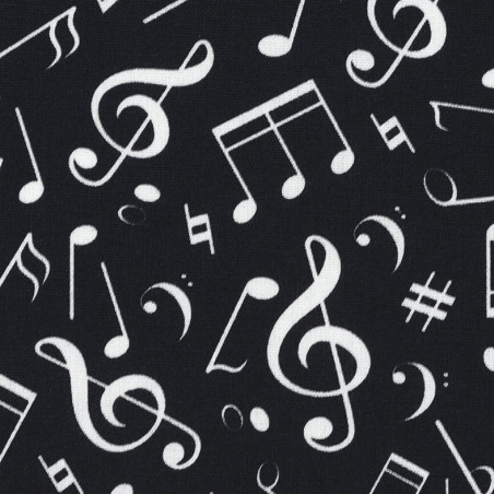 Black musical notes fabric