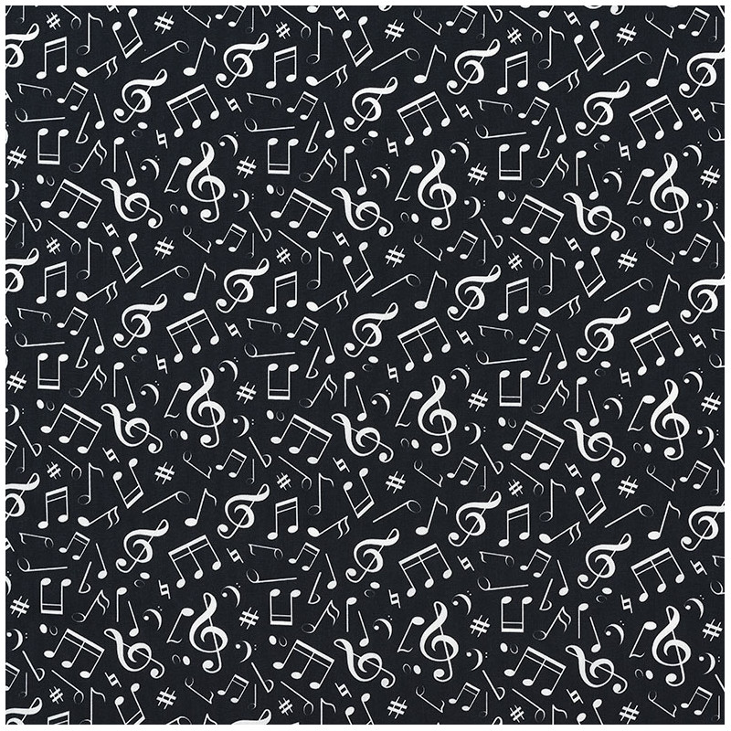 Black musical notes fabric